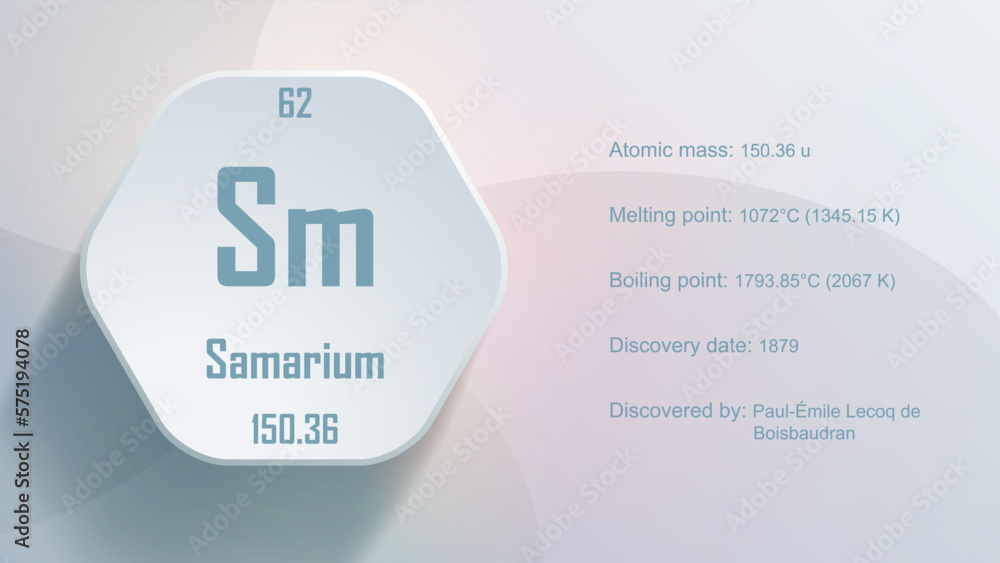 Modern periodic table element Samarium 3D Vector Illustration Stock ...