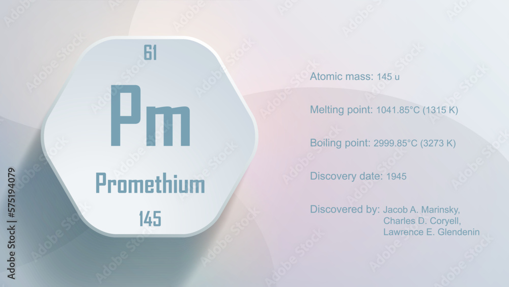 Modern periodic table element Promethium 3D Vector Illustration Stock ...