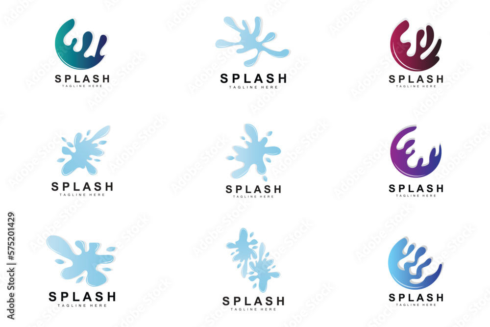 Splash Logo, Water Wave Icon, Bubble Vector, Water Logo Art, Template ...