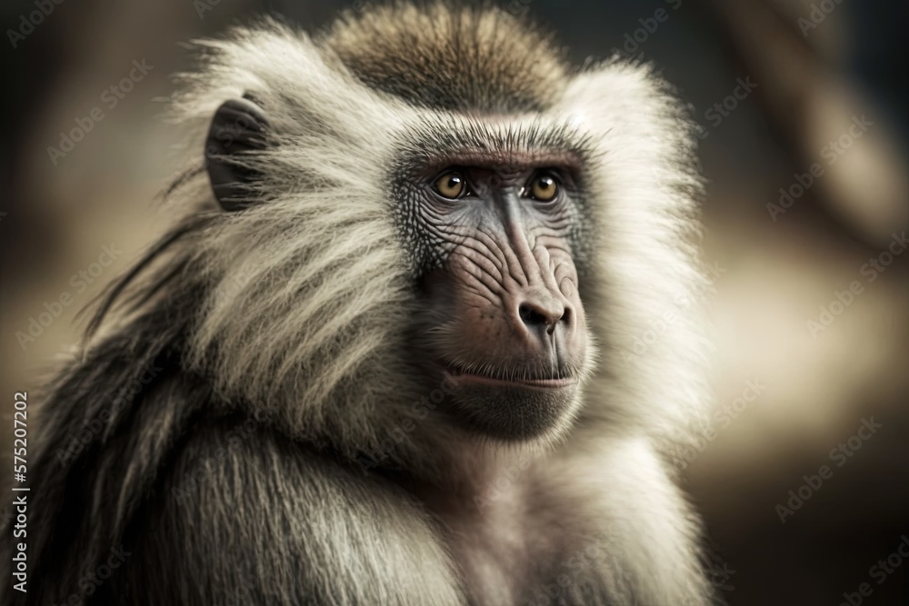 Image of a hamadryas baboon, captured up close, revealing its stunning ...