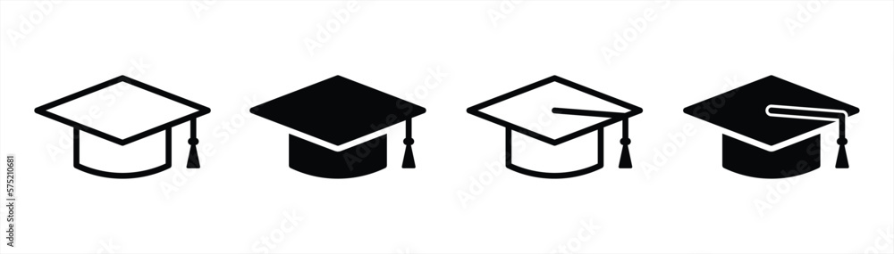 graduation cap icon set. academic cap icon symbol sign collections ...