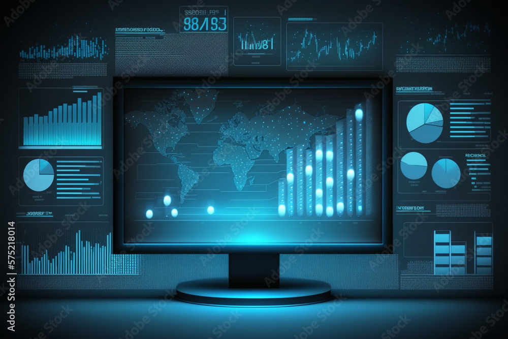 Data Visualization Computer Technology Background Blue, Information ...