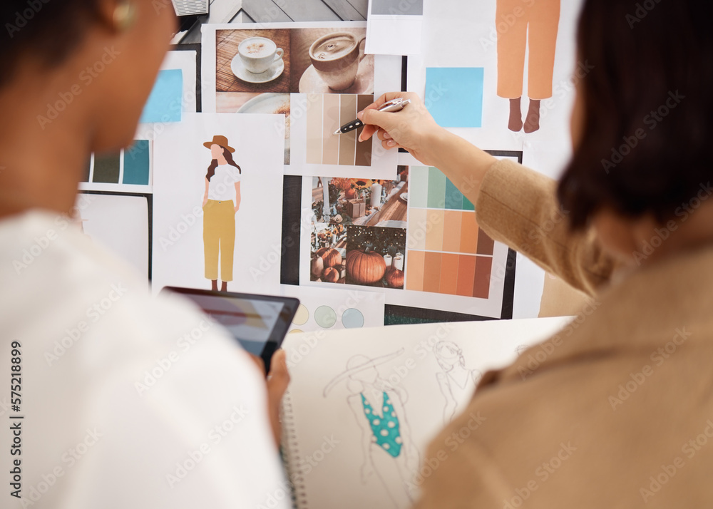 Fashion designer, planning and creative people for sketch, color ...