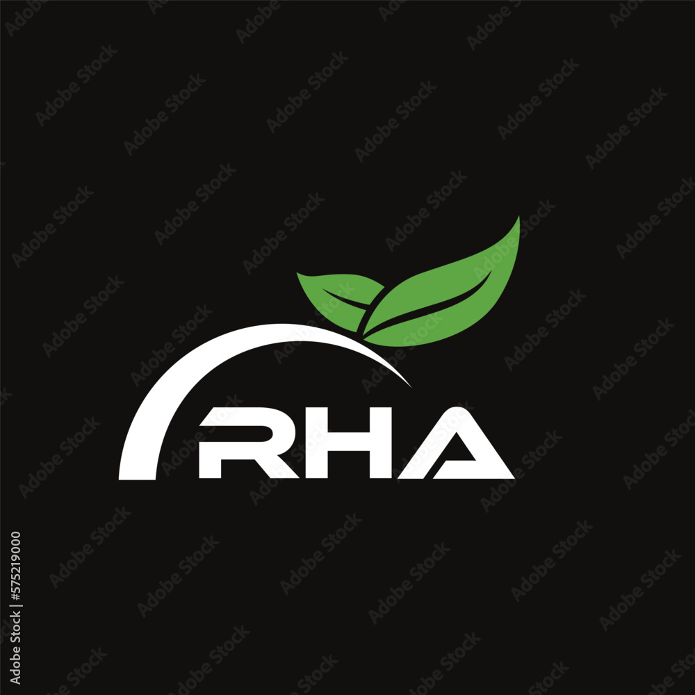 RHA letter nature logo design on black background. RHA creative ...