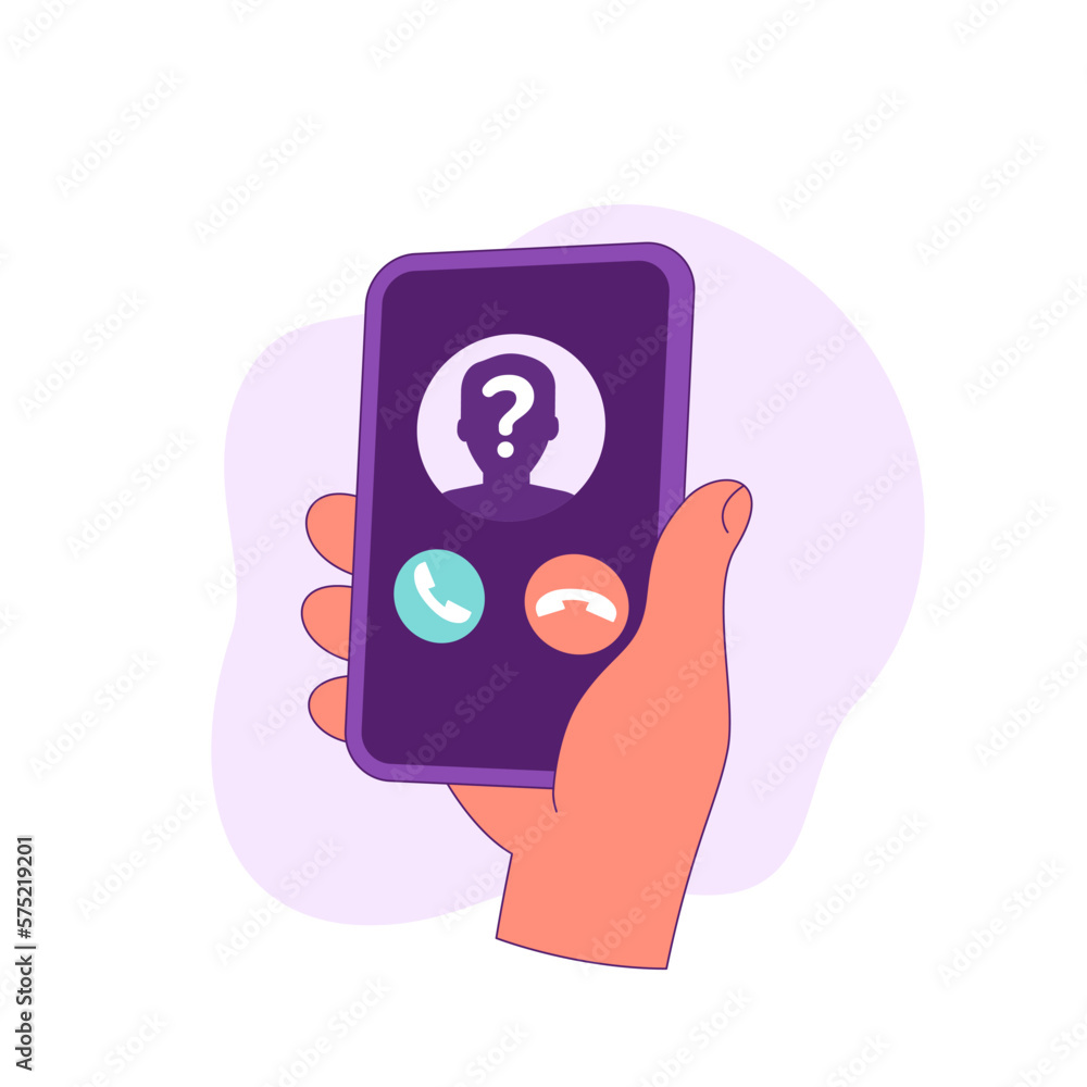 unknown caller, phone call, smart phone in hand vector icon Stock ...