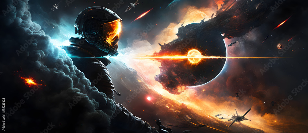 Smoke and Fire in Space: A Detailed Digital Generative AI Illustration ...