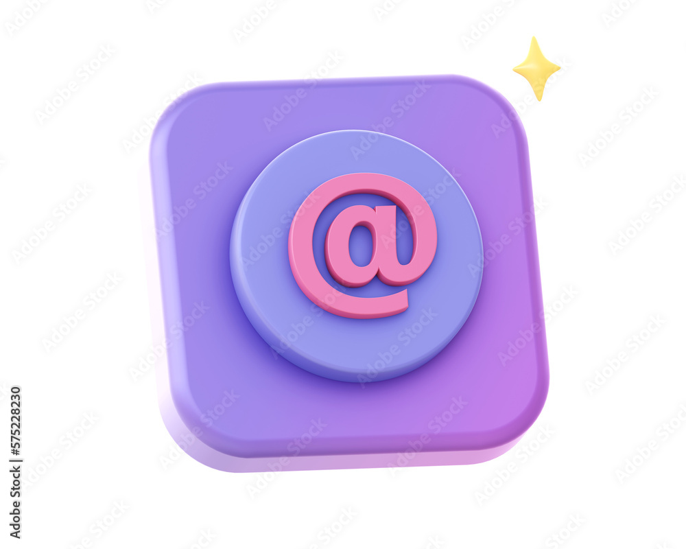 3d render of purple add sign email side icon for UI UX web mobile apps ...