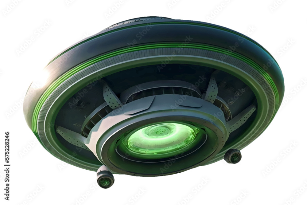 flying green ufo with isolated background generative ai Stock ...