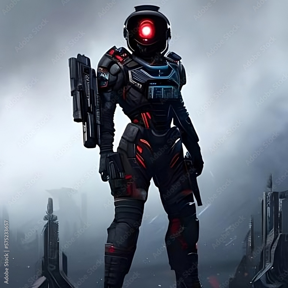 Army soldier with a rifle on a battlefield, military warrior, sniper ...