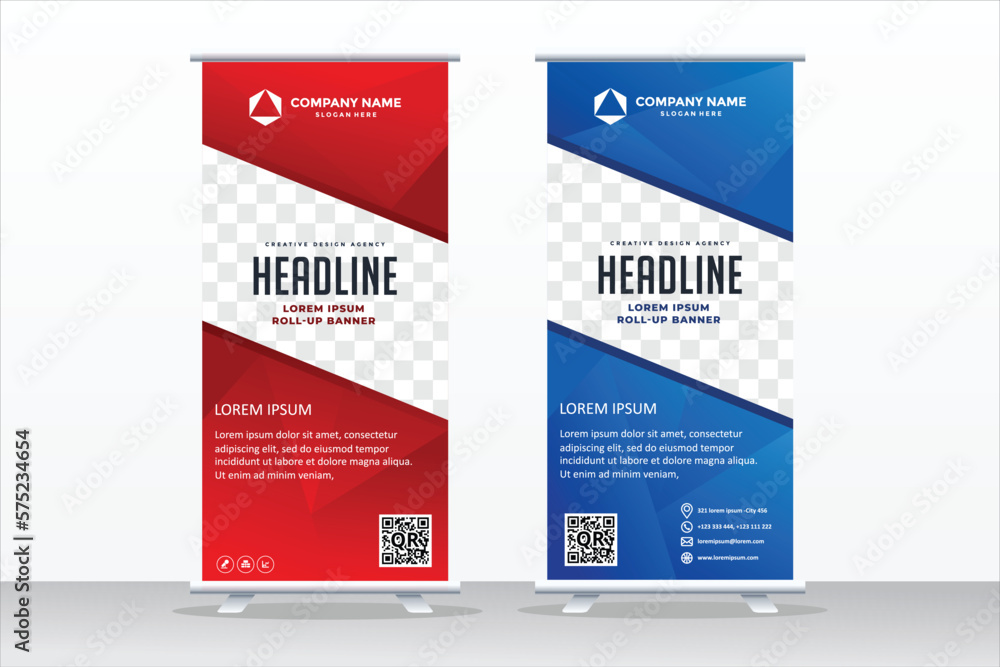 Banner roll-up design, business concept. Graphic template roll-up for ...