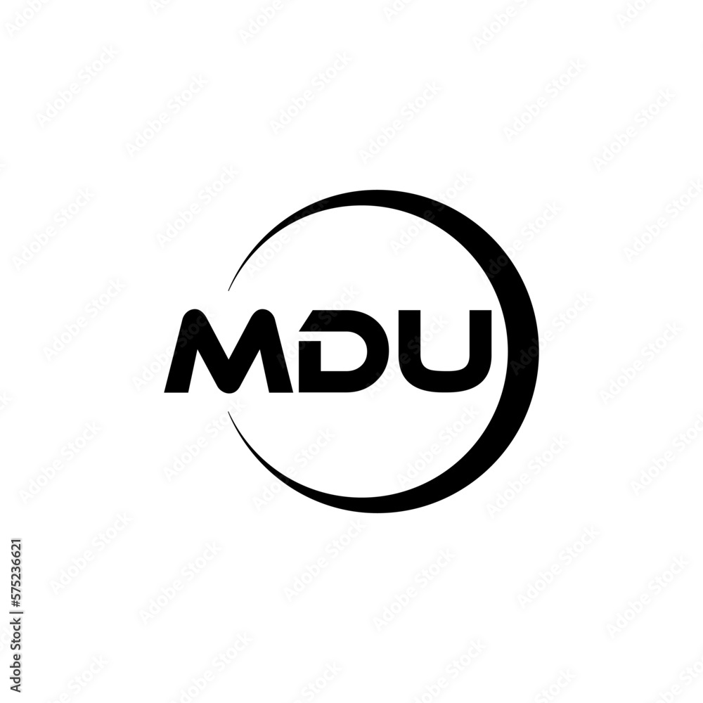 Vetor do Stock: MDU letter logo design with white background in ...
