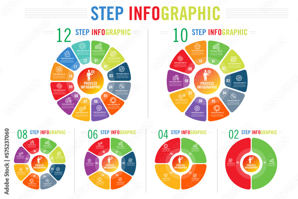 Circle chart infographic template with 2 options for presentations ...