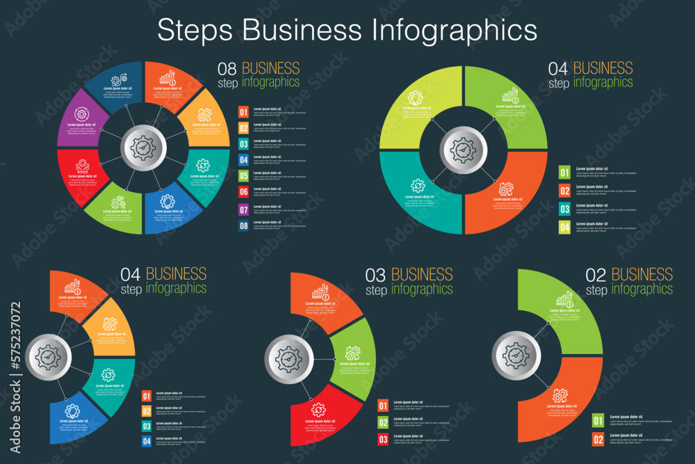 Circle chart infographic template with 2 options for presentations ...