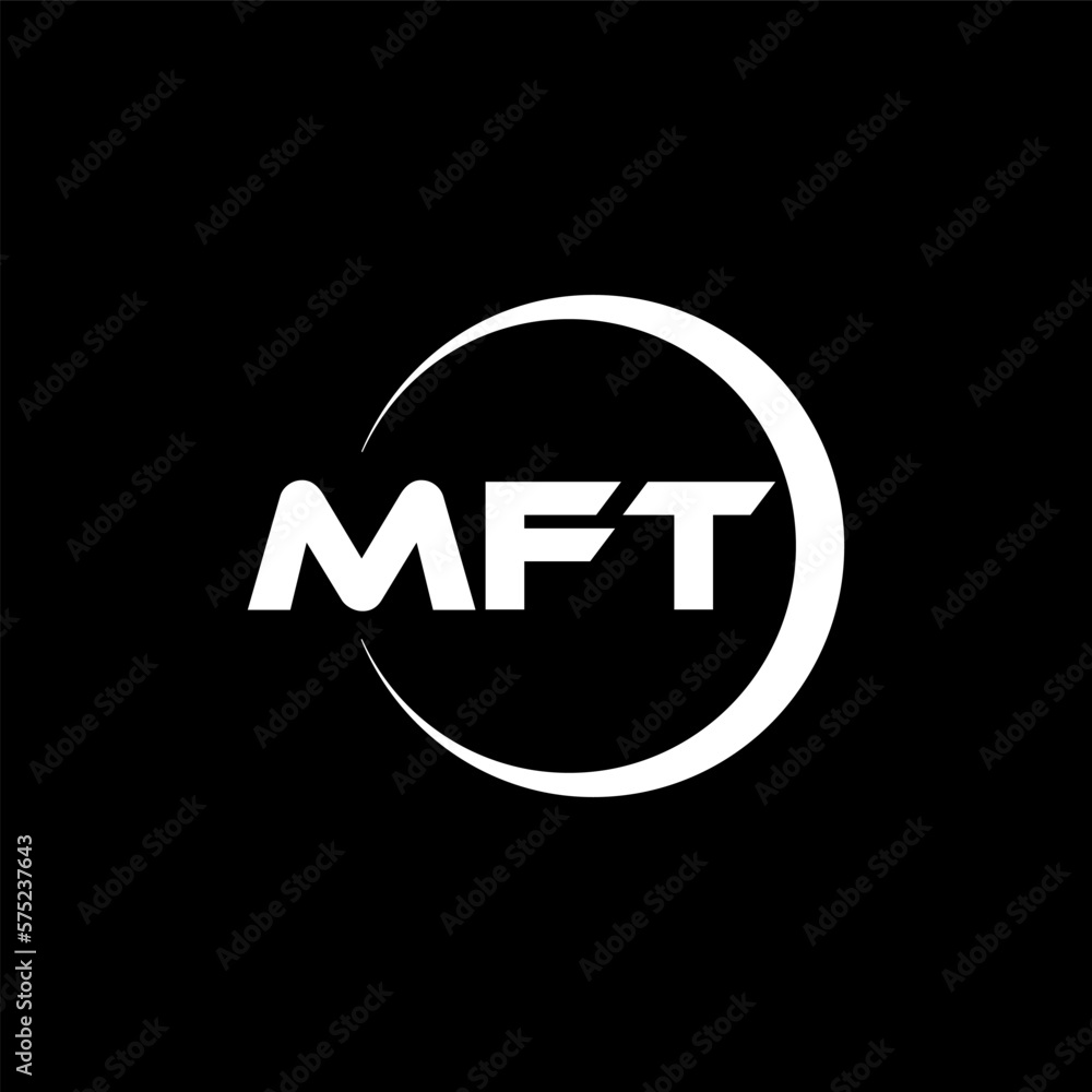 MFT letter logo design with black background in illustrator, cube logo ...