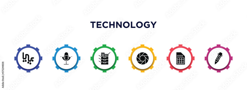 technology filled icons with infographic template. glyph icons such as ...