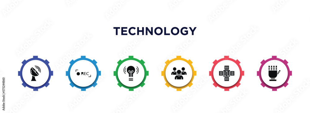 technology filled icons with infographic template. glyph icons such as ...