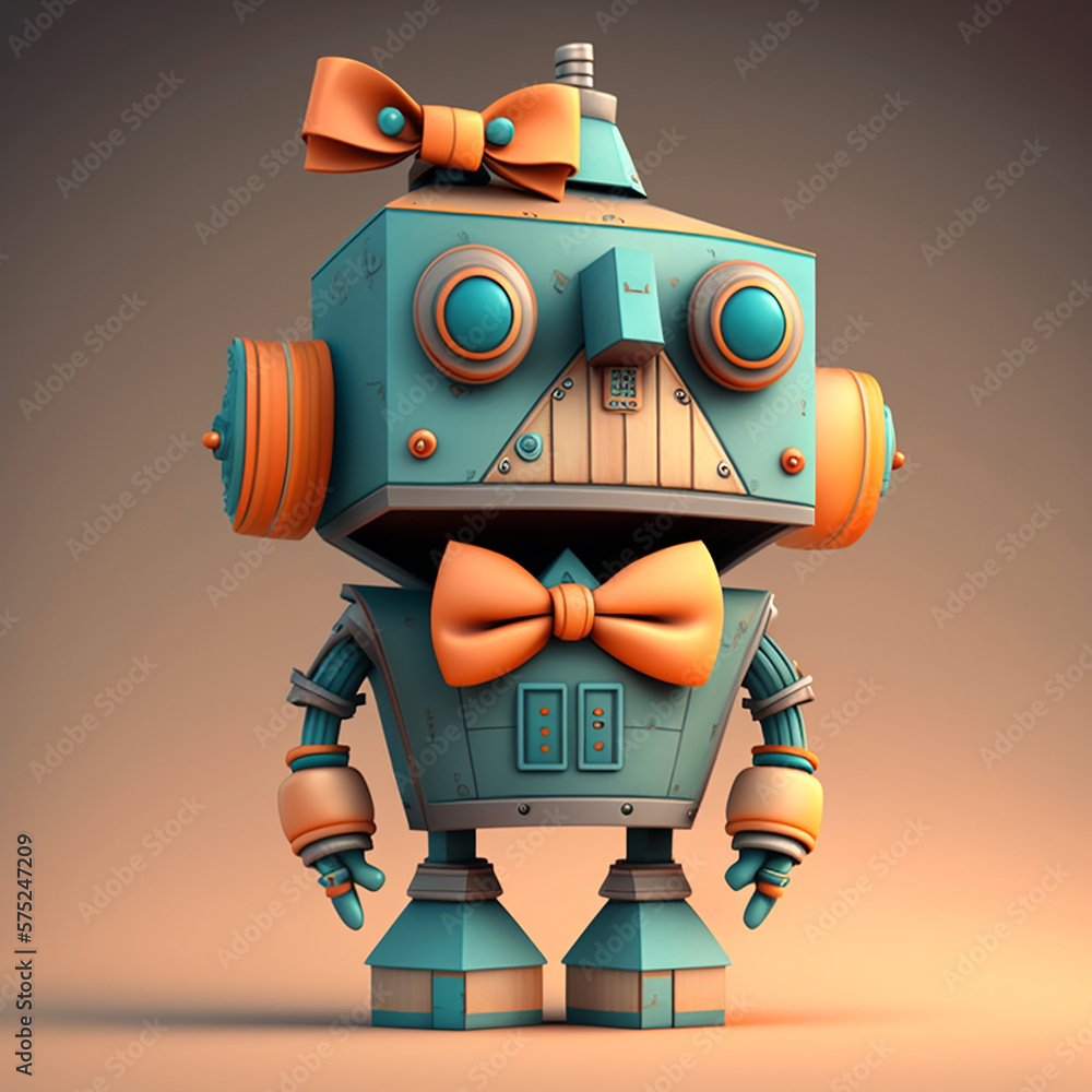 ภาพประกอบสต็อก cartoon octane render picture of a robot with a house ...