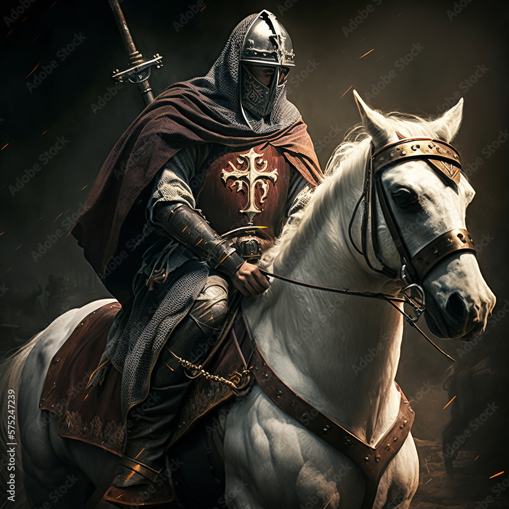 Medieval knight on a horse in armor Stock Illustration | Adobe Stock