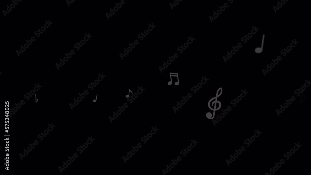 Minimal Flying Music Notes effects with alpha channel_moving style B ...