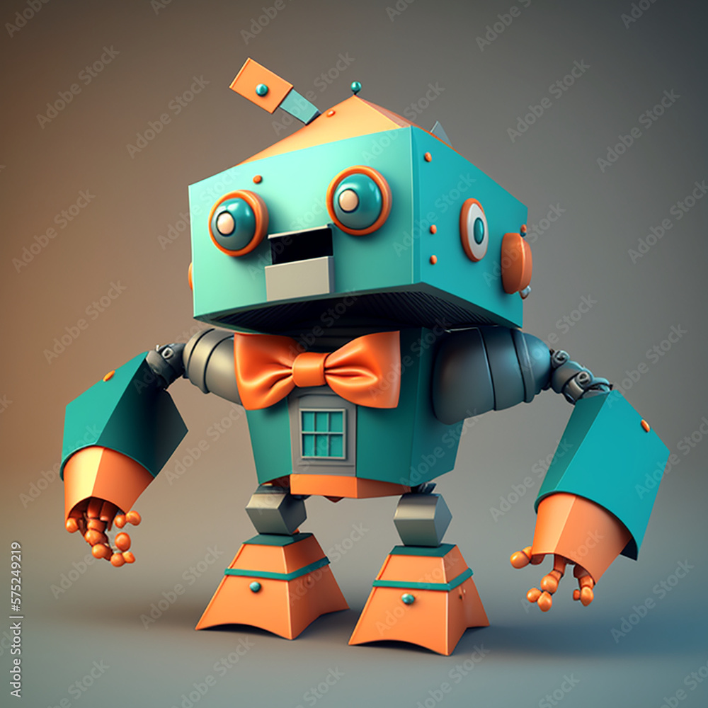 cartoon octane render picture of a robot with a house for a head ...