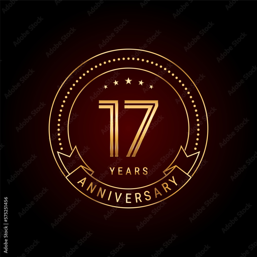 Vetor de 17th year anniversary celebration. Anniversary logo design ...