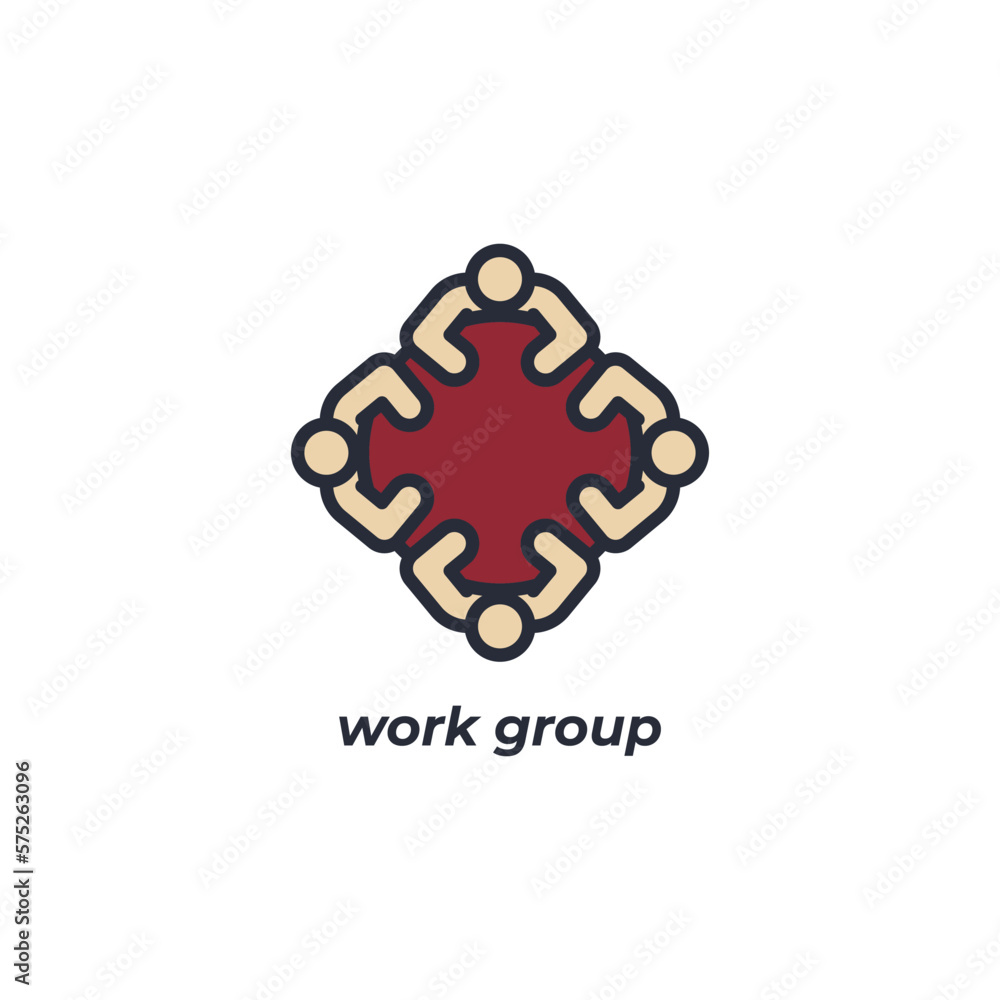 Vector sign work group symbol is isolated on a white background. icon ...