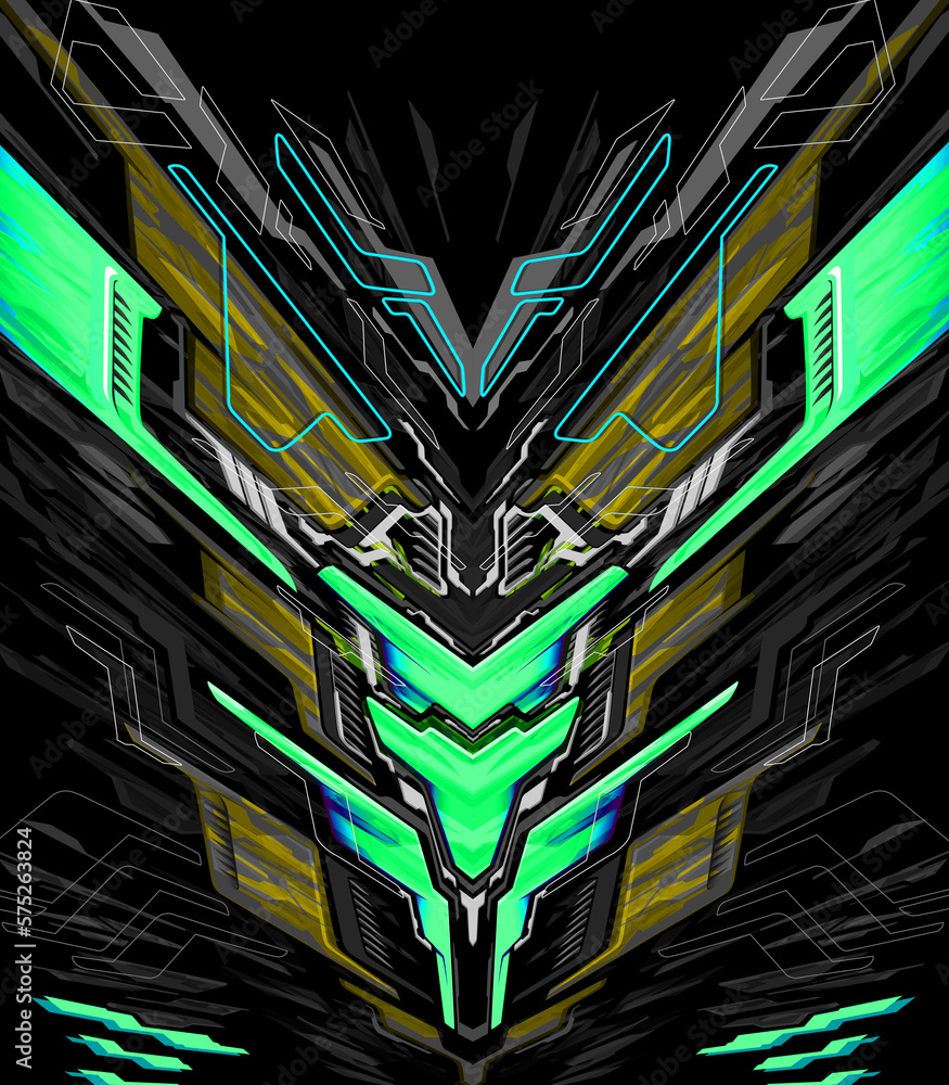 Cyberpunk Mecha Futuristic Modern Background Stock Illustration | Adobe ...