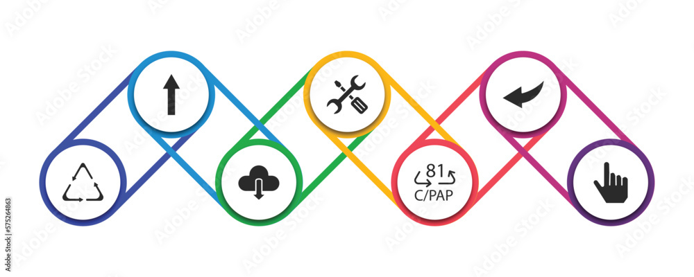 user interface filled icons with infographic template. glyph icons such as pointing up arrow ...