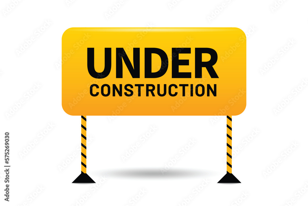 Realistic under construction sign illustration in white background ...