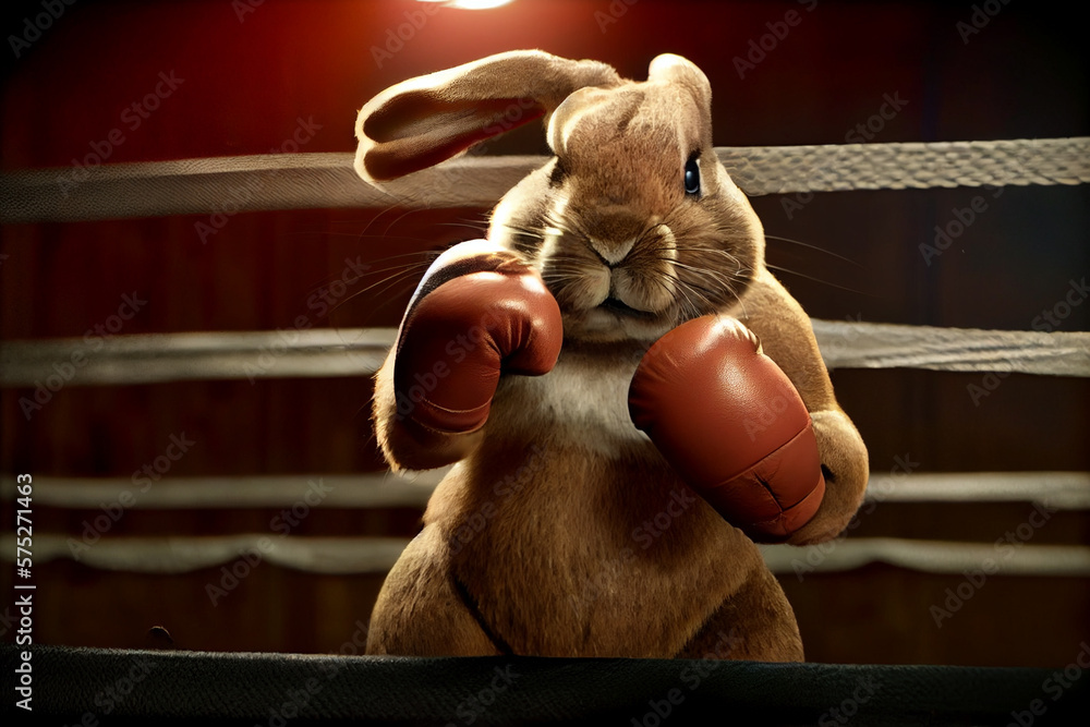 Athletic rabbit in boxing gloves. AI generated. ilustração do Stock ...