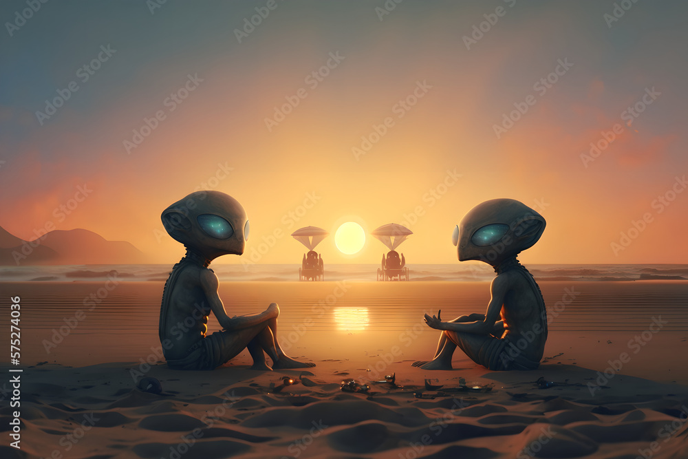 Just a bunch of alien best friends sitting on the beach watching the ...