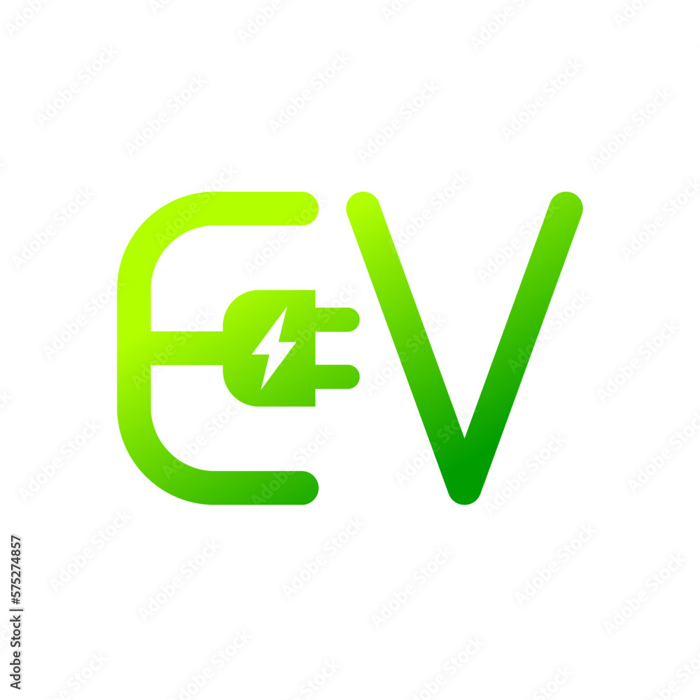 EV with plug icon symbol, Electric vehicle, Charging point logotype ...