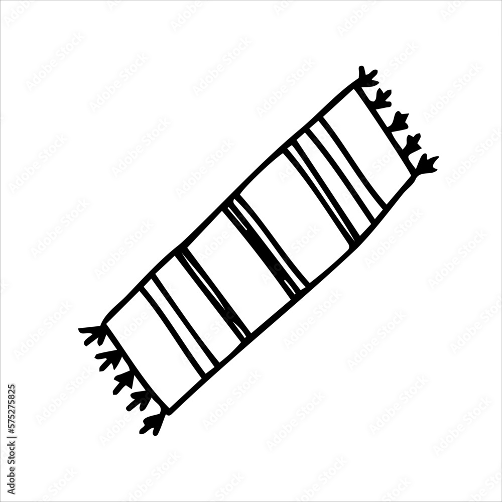 Vetor de Hand-drawn long rug with patterns. Black and white vector ...