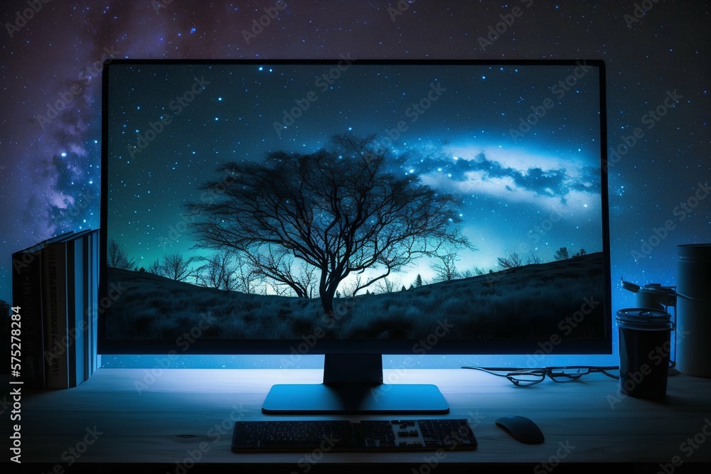 Midnight monitor wallpaper, blue gradient variation of digital art ...