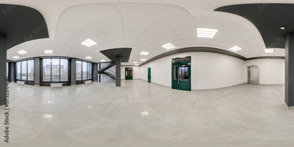 full seamless spherical hdri 360 panorama view in empty modern hall ...