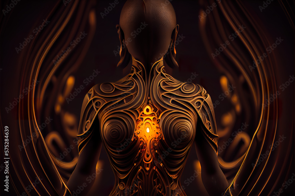 Abstract metal shiny woman full body outline curves generative ai Stock ...