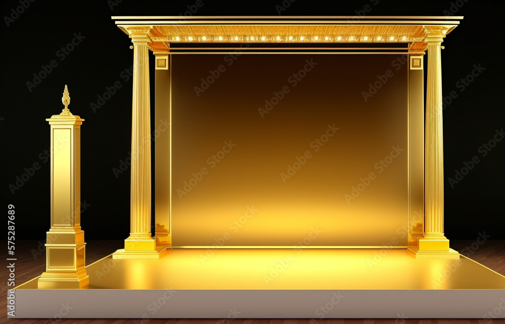 Luxury gold product backgrounds stage or blank podium pedestal on ...