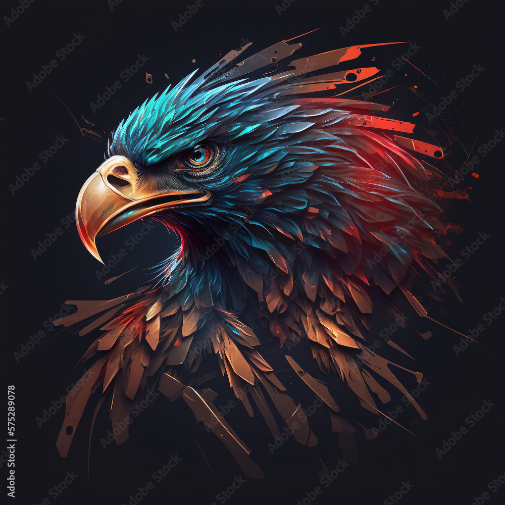 Eagle Face Logo With Vibrant Colors Black Background For Gaming, Gaming ...