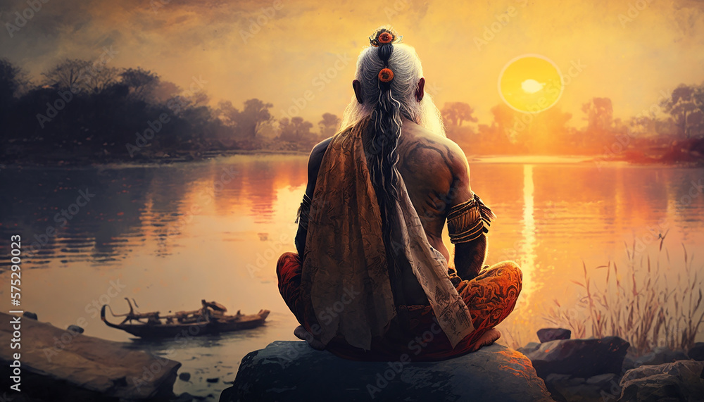 Internation yoga day - Indian yogi baba performing yoga, Generative ai ...