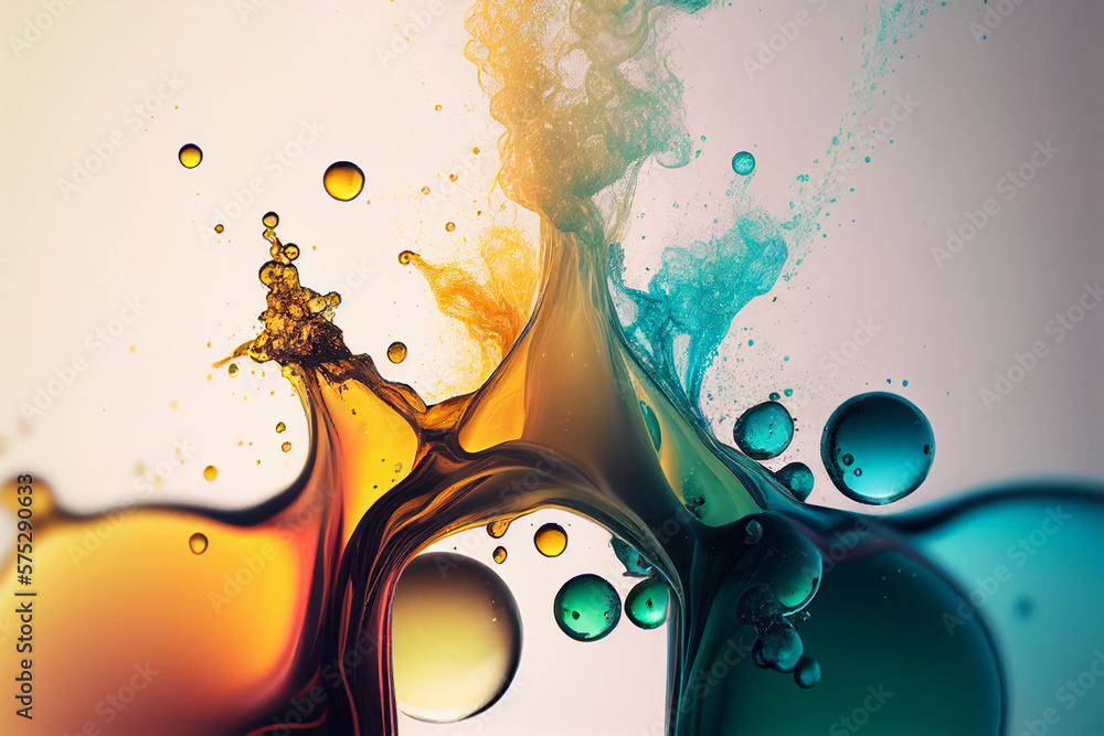 chemical reaction with substances of different colors made with ...