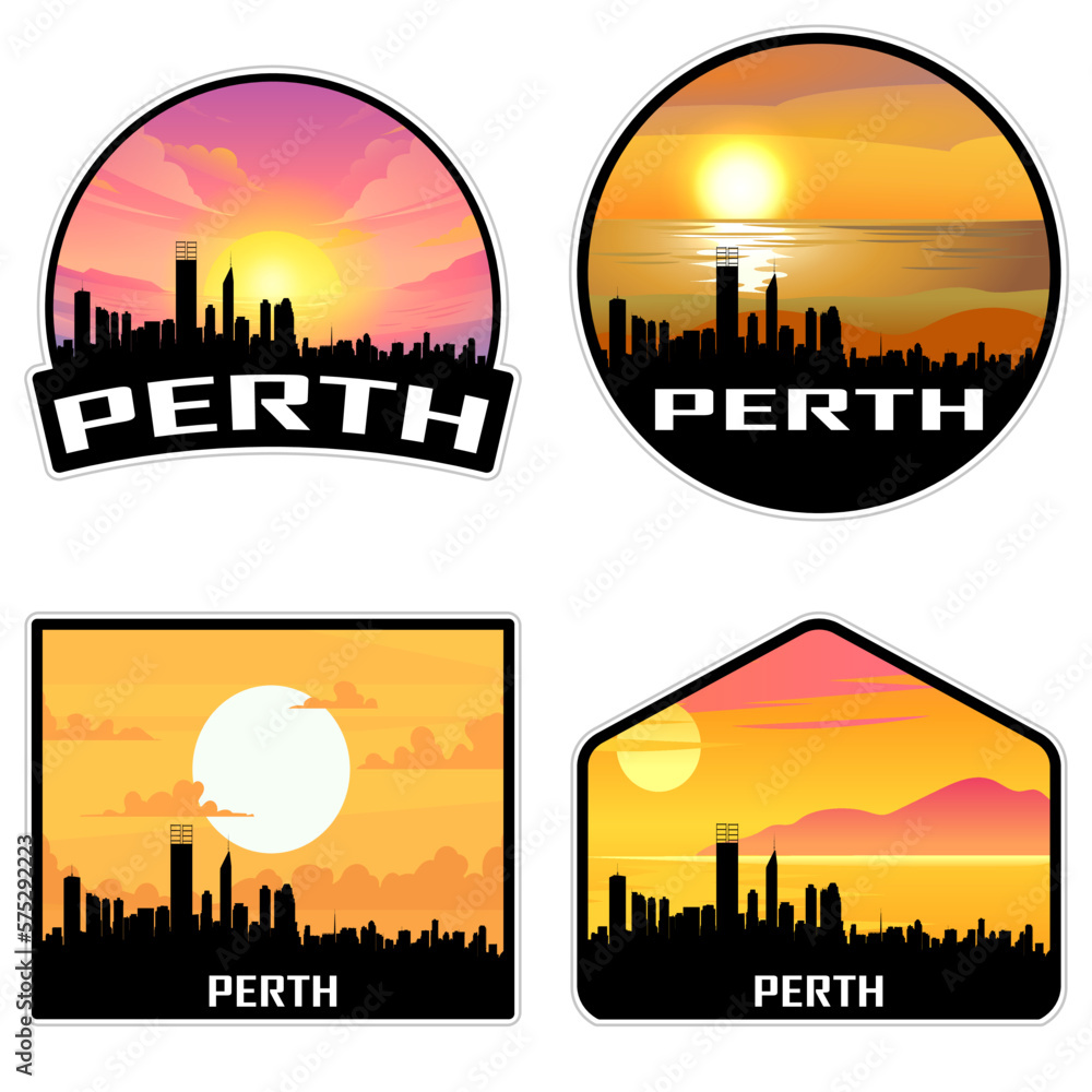 Perth Australia Skyline Silhouette Retro Vintage Sunset Perth Lover ...