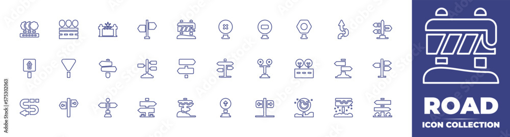 Road line icon collection. Editable stroke. Vector illustration ...