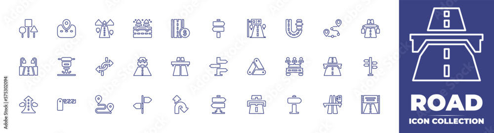 Road line icon collection. Editable stroke. Vector illustration ...