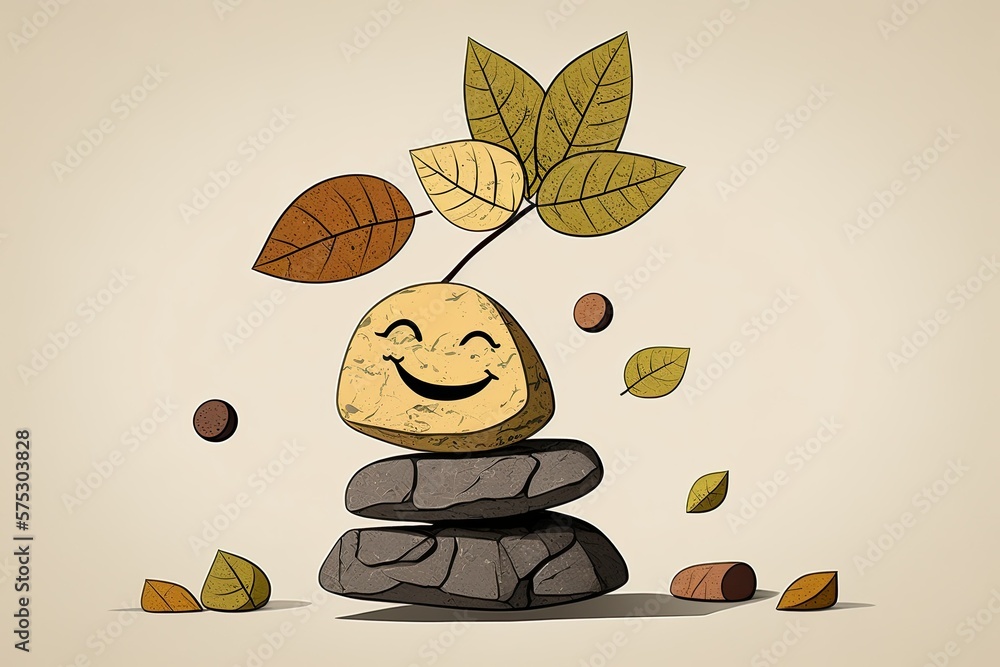 Concepts of happiness, balance, and appreciating life. Cartoon ...