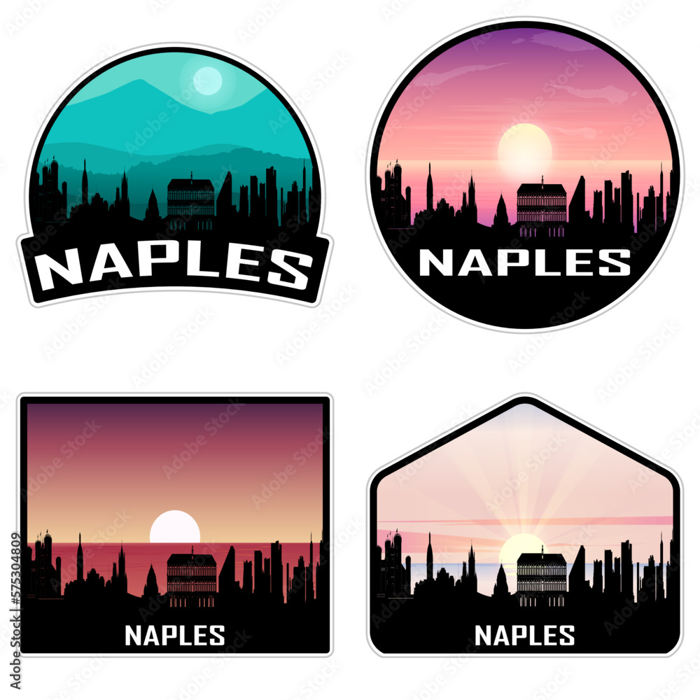 Naples Italy Skyline Silhouette Retro Vintage Sunset Naples Lover ...