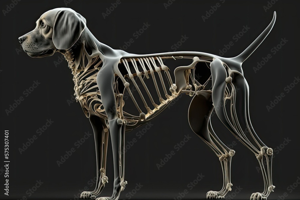 dog skeleton depicted with anatomical precision. Generative AI Stock ...