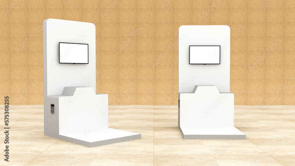 3D rendering of white blank demo POD design, with screen and space for ...