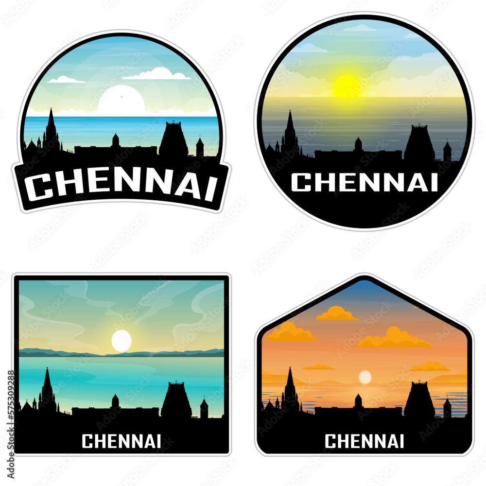 Chennai India Skyline Silhouette Retro Vintage Sunset Chennai Lover ...