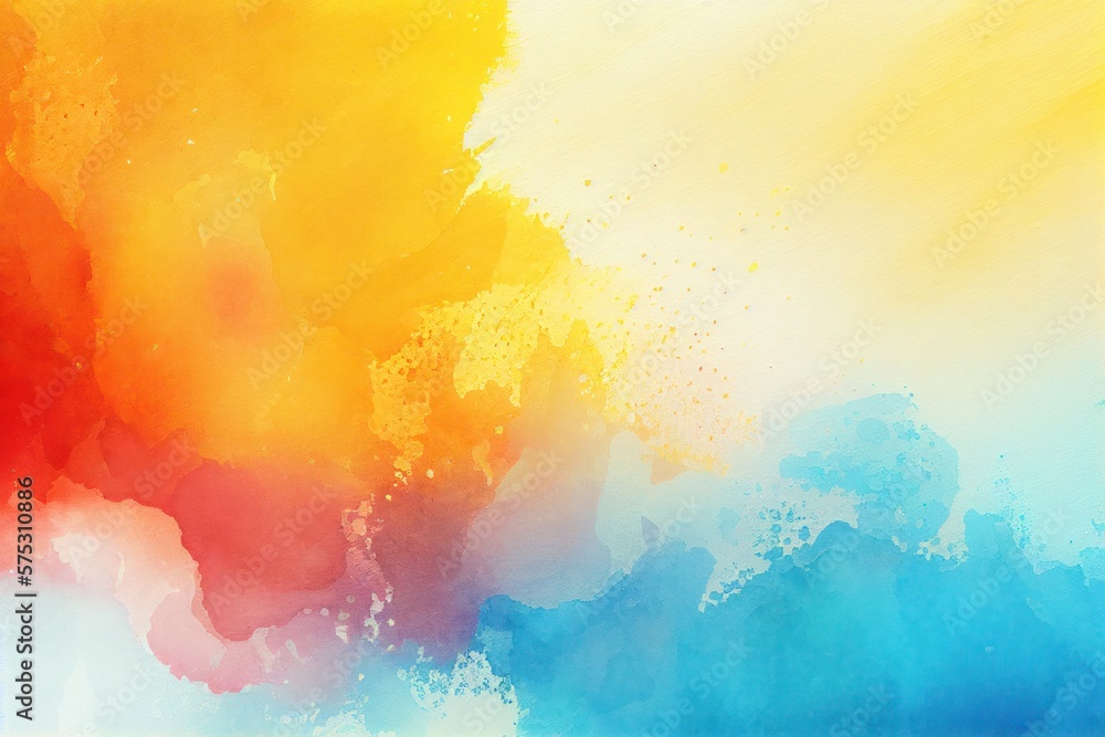 Red Blue Yellow Watercolor Background, Abstract Artistic Backdrop ...