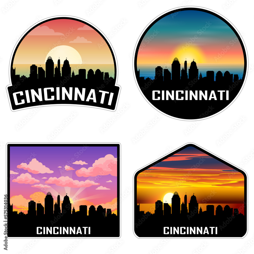 Cincinnati Ohio USA Skyline Silhouette Retro Vintage Sunset Cincinnati ...